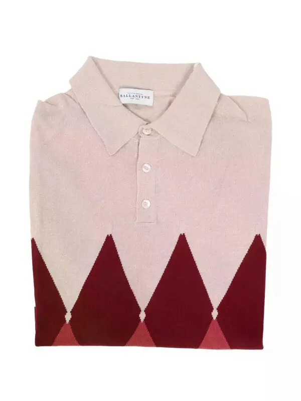 BALLANTYNE Argyle-pattern Short-sleeves Polo Shirt - Pink