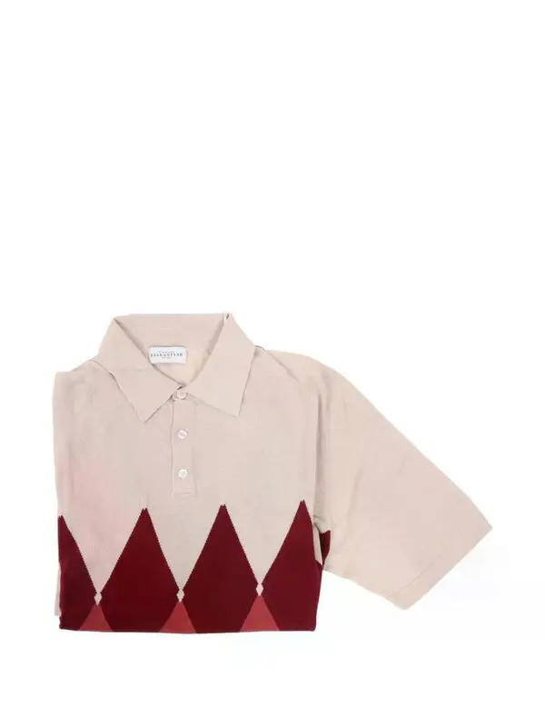 BALLANTYNE Argyle-pattern Short-sleeves Polo Shirt - Pink