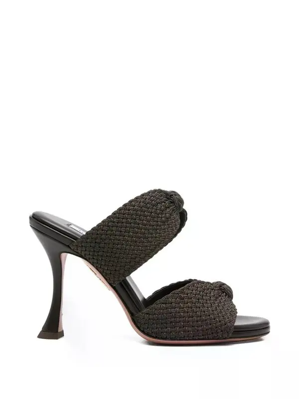 AQUAZZURA Knot-detail Woven Sandals - Black