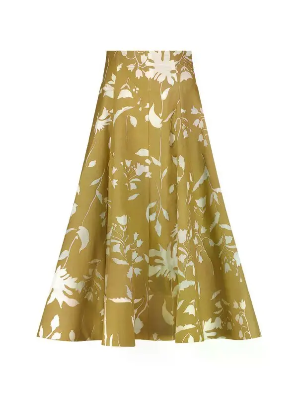 Lela Rose Floral-print Long Skirt - Neutrals
