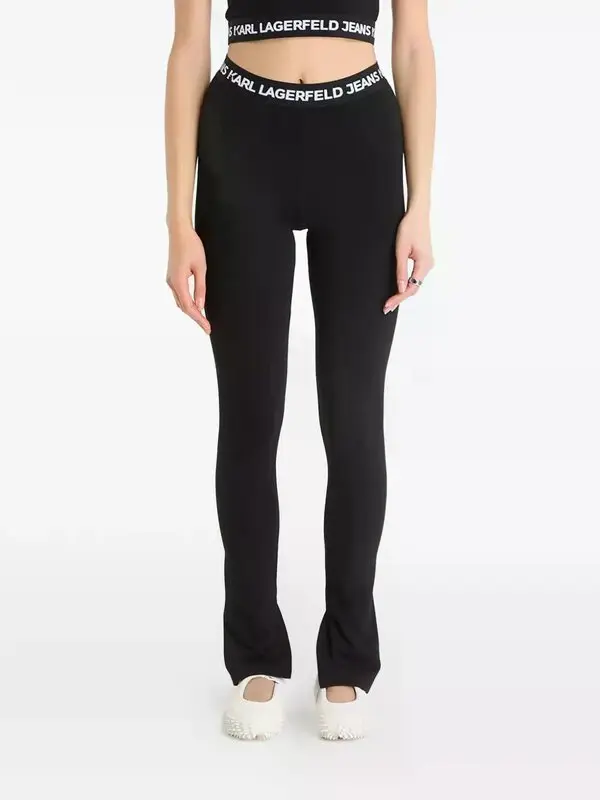 Karl Lagerfeld Milano Logo-waistband Split-cuff Leggings - Black