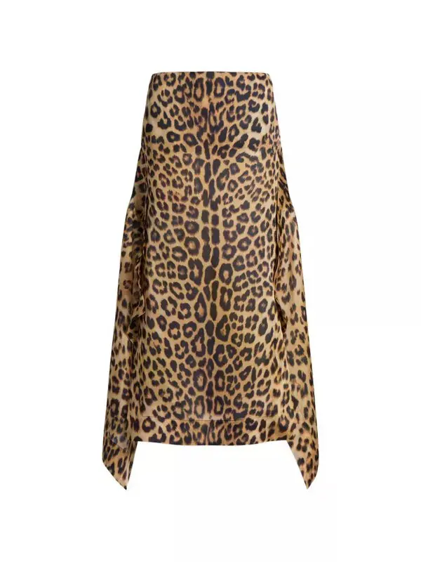 Alberta Ferretti Leopard-print Midi Skirt - Brown