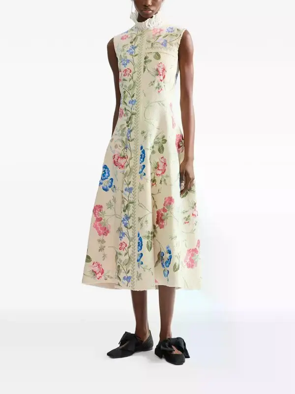Erdem Floral Embroidered Midi Dress