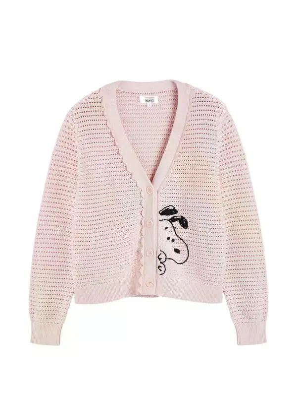 Chinti & Parker Snoopy Crochet Cotton Cardigan - Pink