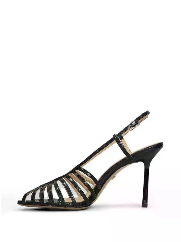 Lola Cruz Snakeskin-effect Cage Sandals