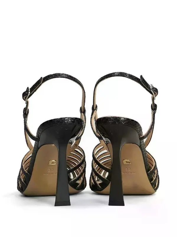 Lola Cruz Snakeskin-effect Cage Sandals