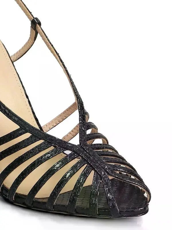 Lola Cruz Snakeskin-effect Cage Sandals