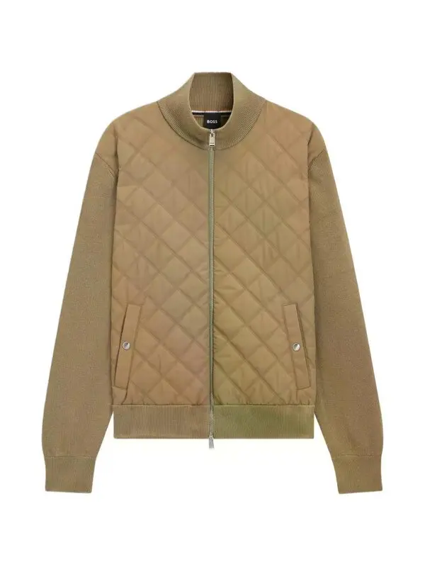 BOSS Quilted Zip-up Jacket - Neutrals