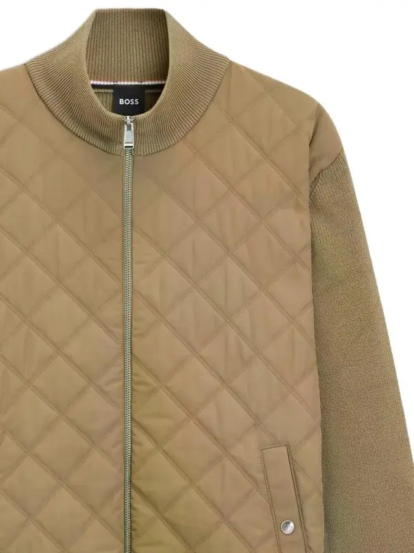 BOSS Quilted Zip-up Jacket - Neutrals