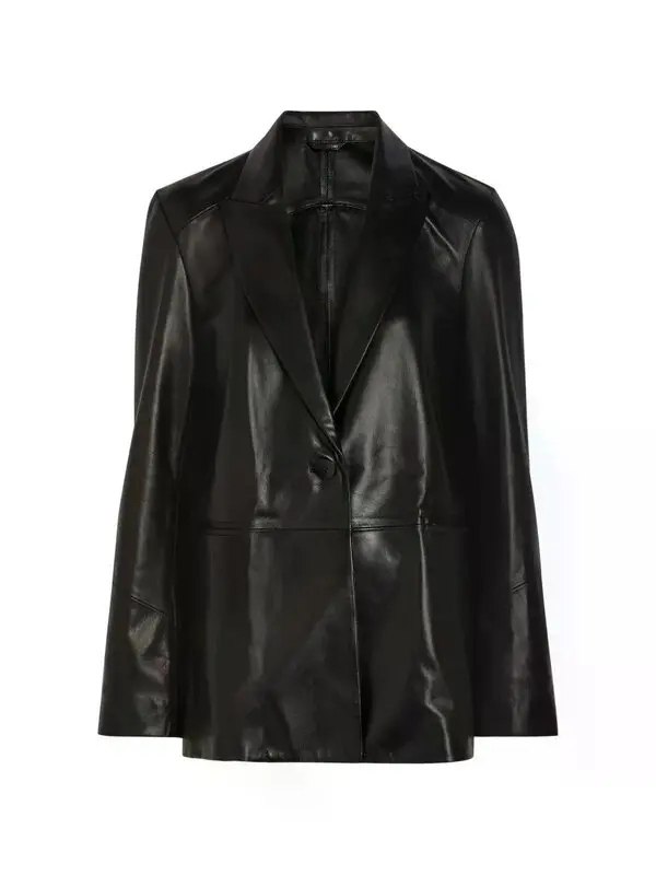 Nour Hammour Arden Polished Leather Jacket - Black
