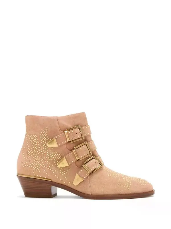 Chloé Susan Studded Buckle-strap Boots - Neutrals