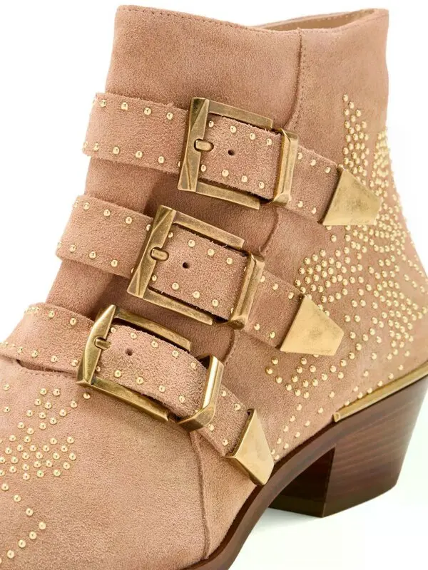 Chloé Susan Studded Buckle-strap Boots - Neutrals