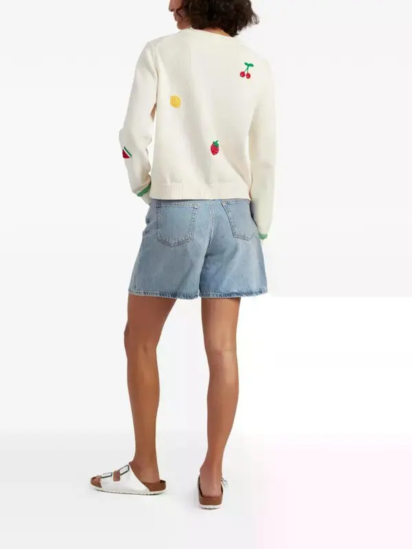 Chinti & Parker Embroidered Cotton Sweater - White