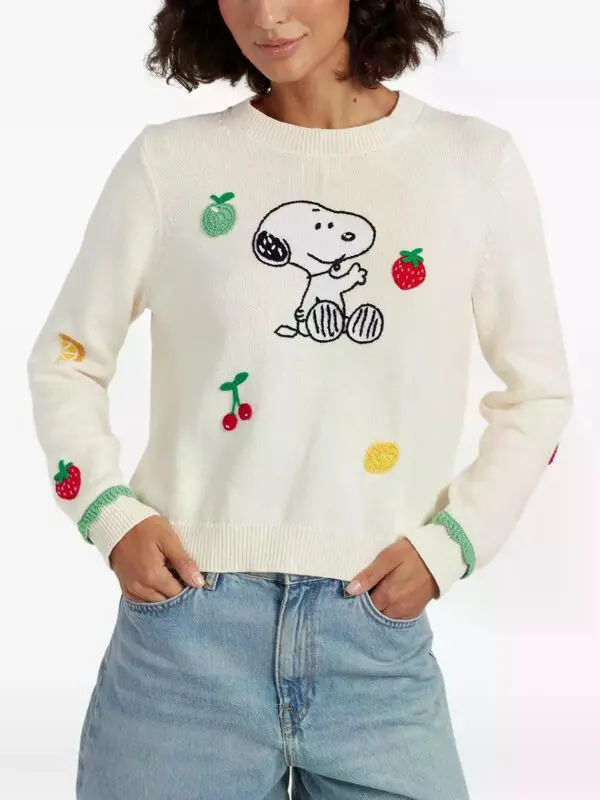 Chinti & Parker Embroidered Cotton Sweater - White