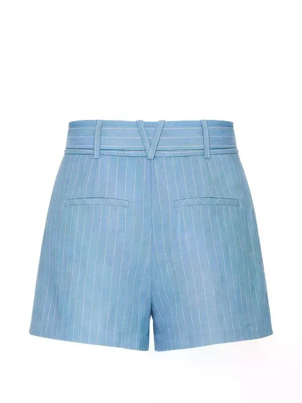 Veronica Beard Piper Pinstripe Belted Shorts - Blue