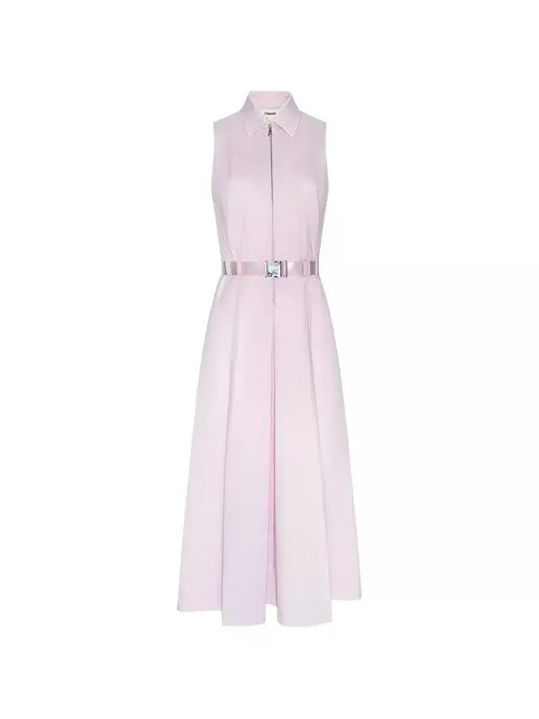 L'Agence Kolton Belted Sleeveless Midi Dress - Pink