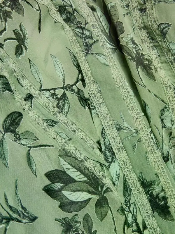 Alice + Olivia Floral-print Lace-trim Blouse - Green
