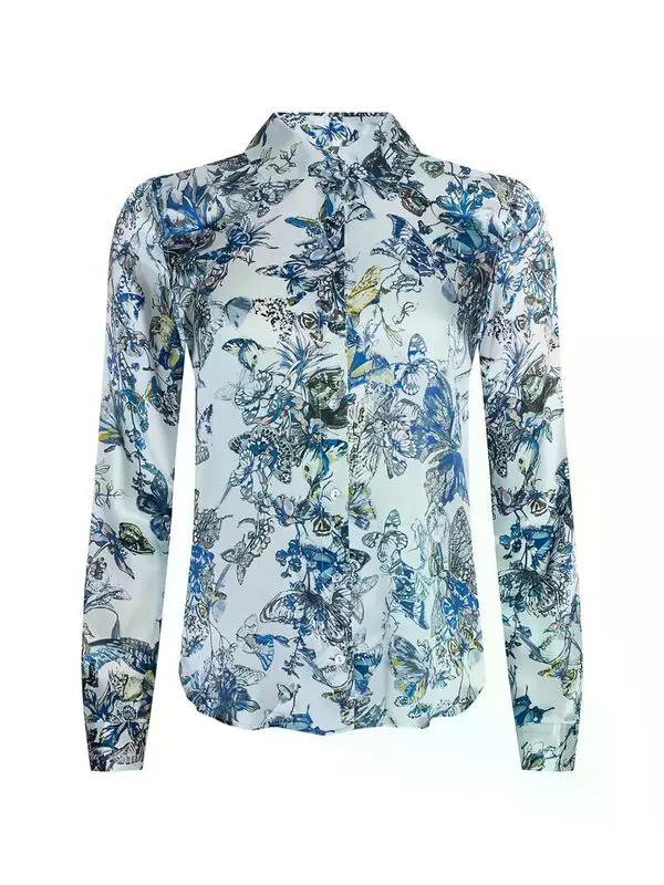 L'Agence Tyler Butterfly-print Blouse - White