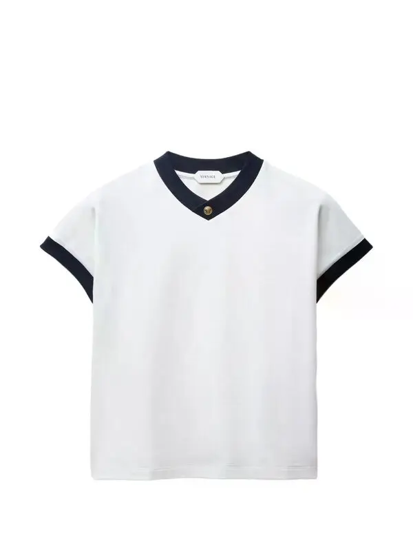 Versace Medusa Hardware V-neck Cotton T-shirt - White