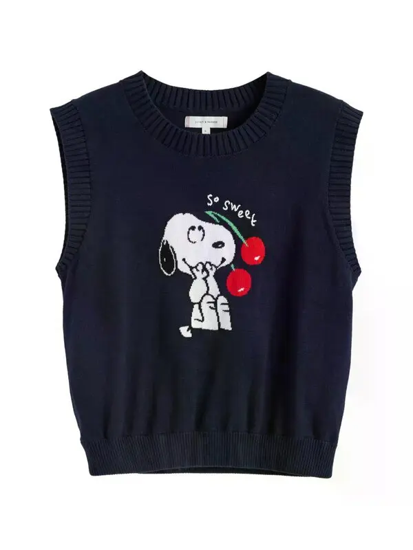 Chinti & Parker Snoopy Knitted Cotton Tank Top - Blue