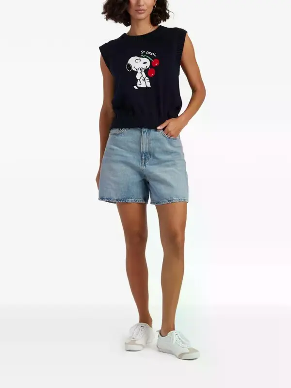 Chinti & Parker Snoopy Knitted Cotton Tank Top - Blue