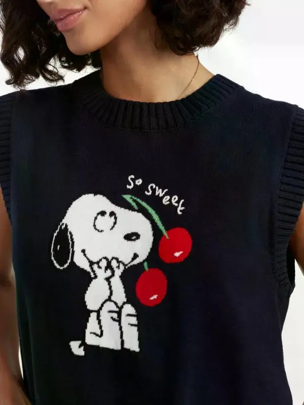 Chinti & Parker Snoopy Knitted Cotton Tank Top - Blue