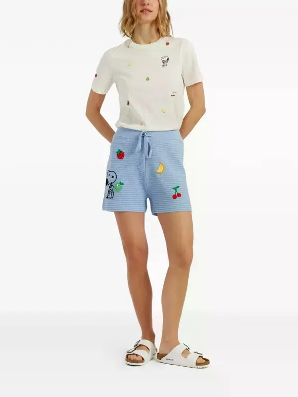 Chinti & Parker Crochet Embroidered Cotton Shorts - Blue