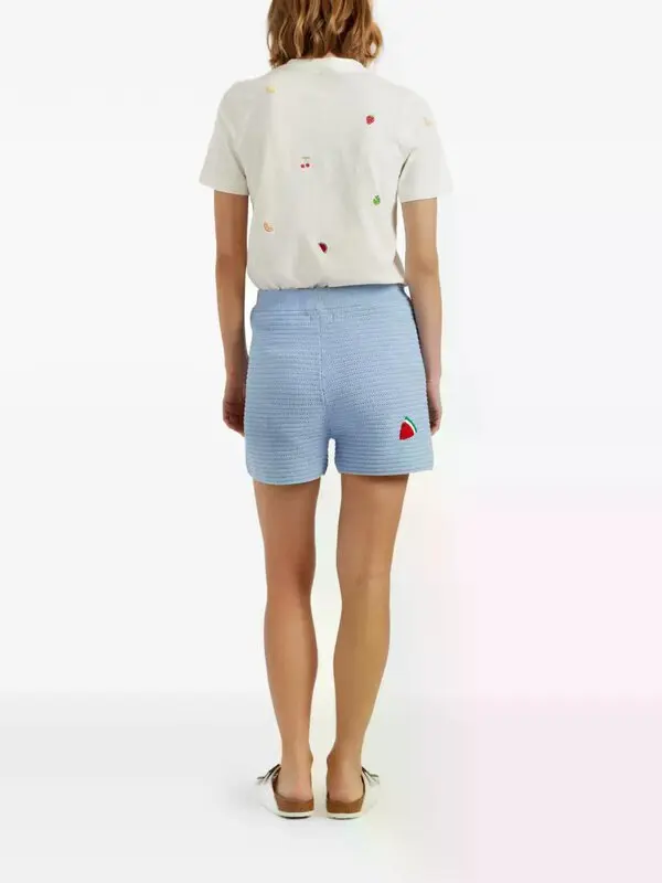 Chinti & Parker Crochet Embroidered Cotton Shorts - Blue