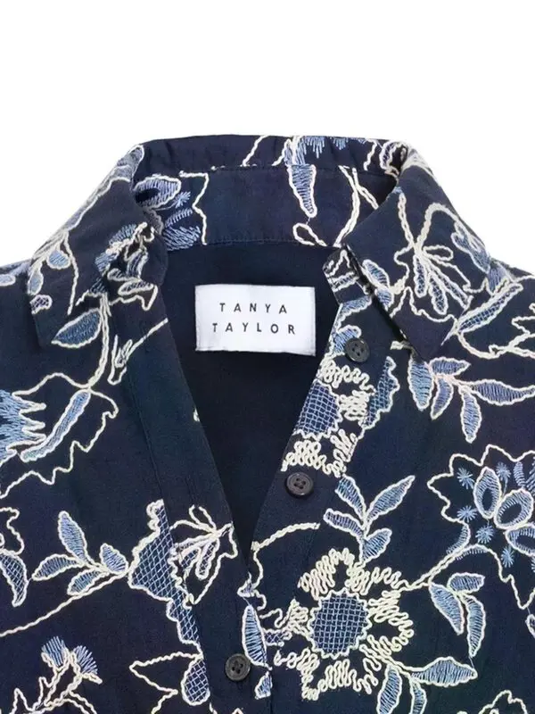 Tanya Taylor Embroidered Button-up Top - Blue