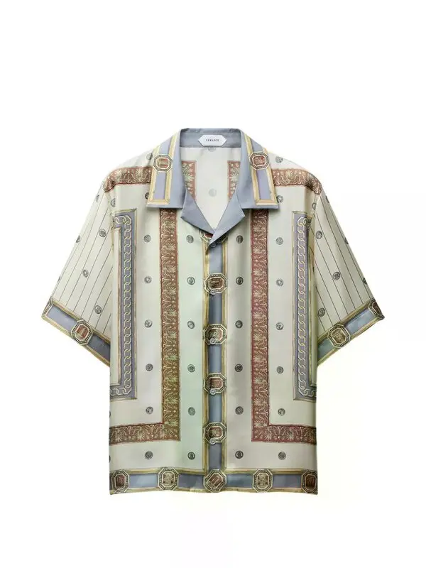 Versace Printed Silk Twill Shirt - Neutrals