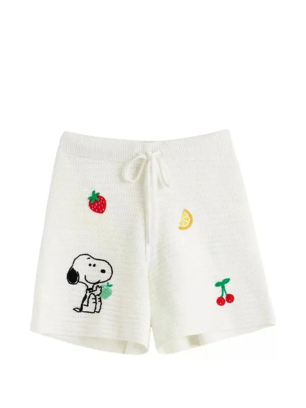Chinti & Parker Snoopy Cotton Crochet Shorts - White