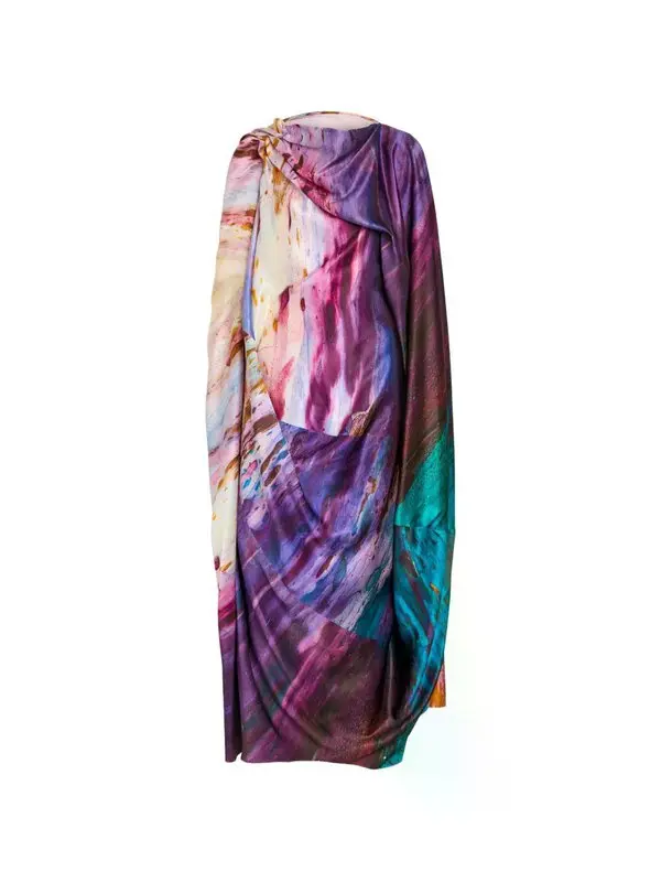 ROKSANDA Brushstroke Print Draped Dress - Purple