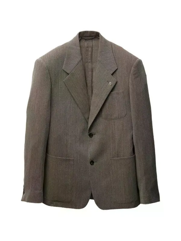 Versace Herringbone Wool Crêpe Blazer - Brown