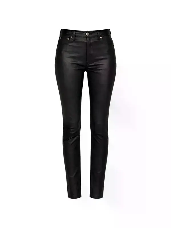 Polo Ralph Lauren Coated Leather Trousers - Black