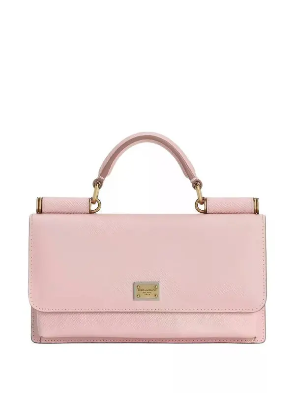 Dolce & Gabbana Logo-plaque Grained Clutch Bag - Pink