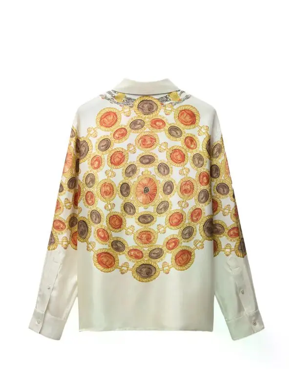 Versace Printed Silk Twill Shirt - Neutrals