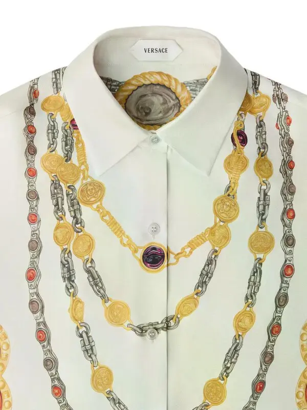 Versace Printed Silk Twill Shirt - Neutrals