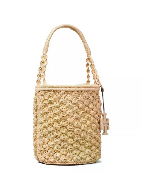 Tory Burch Ella Hand-crocheted Popcorn Bucket Bag - Neutrals