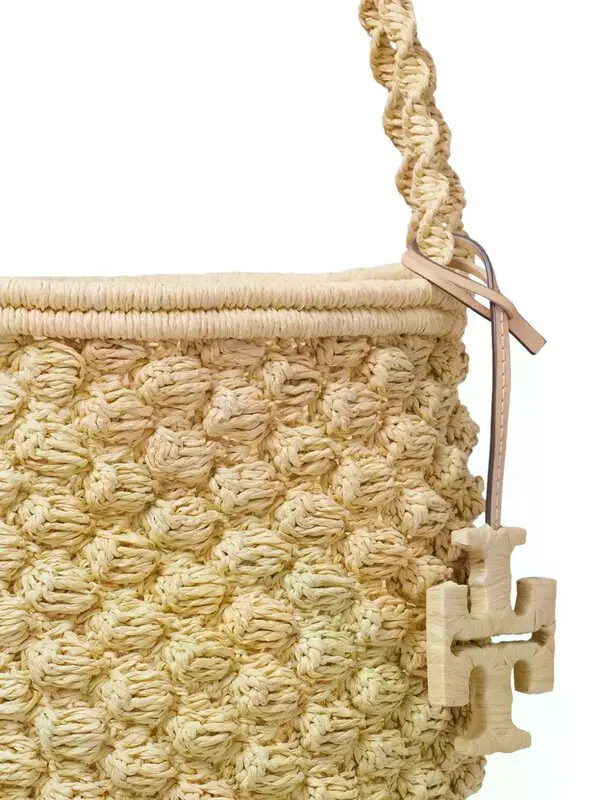 Tory Burch Ella Hand-crocheted Popcorn Bucket Bag - Neutrals