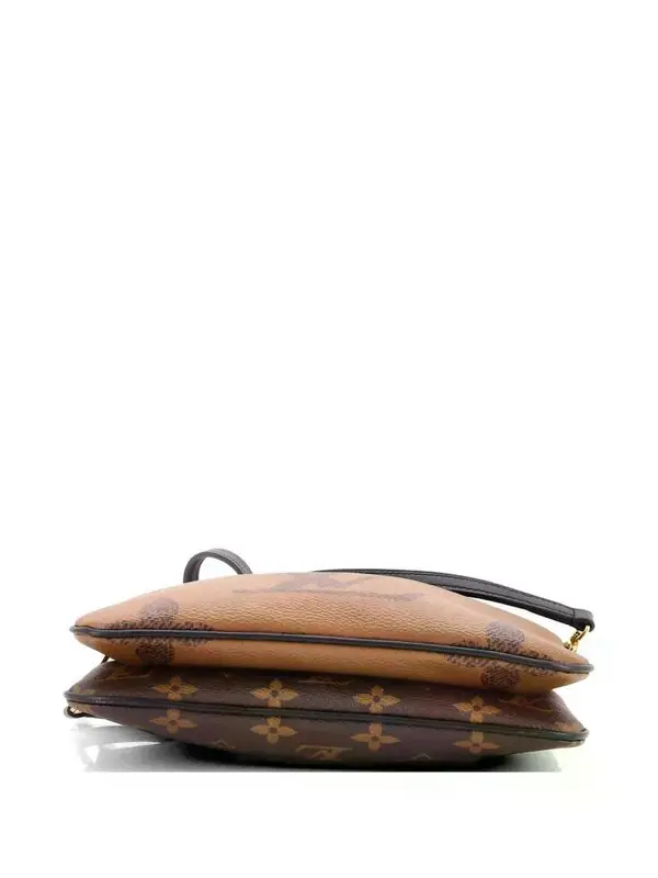 LOUIS VUITTON Double Zip Pochette Reverse Monogram Giant Clutch Bag - Brown
