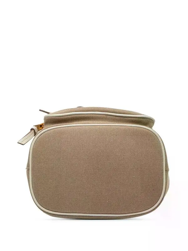 Prada Canvas Canapa Logo Bow Drawstring Bucket Bag Satchel - Brown