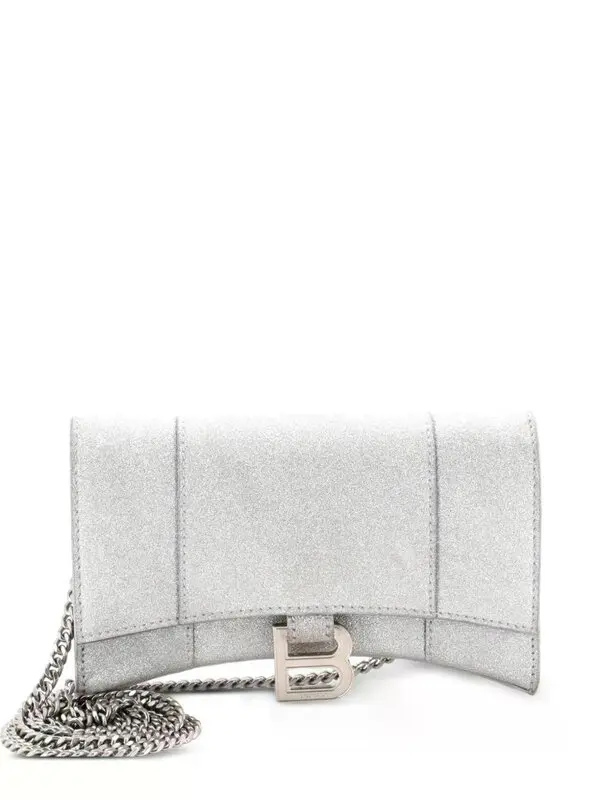 Balenciaga Hourglass Chain Wallet Glitter Leather - Grey