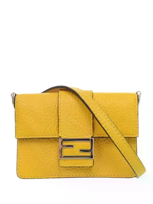 Fendi 2010-2026 Micro Leather Baguette Crossbody Bag - Yellow