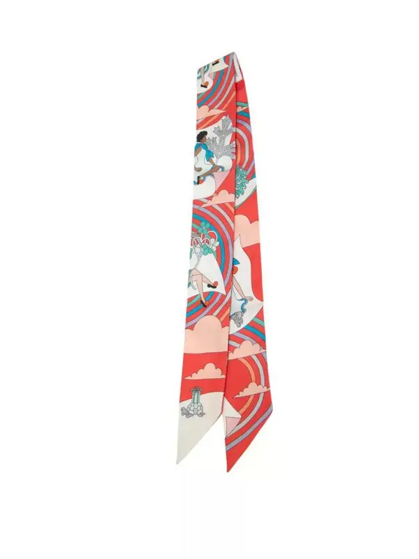 Hermès 2000-2026 Carres Volants Silk Twilly Scarf Scarves - Orange