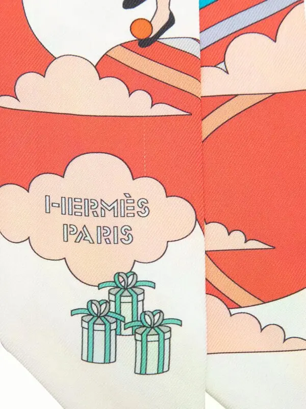 Hermès 2000-2026 Carres Volants Silk Twilly Scarf Scarves - Orange
