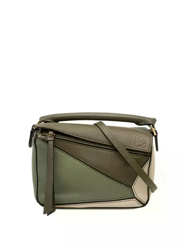 Loewe Mini Tricolor Calfskin Puzzle Satchel - Green