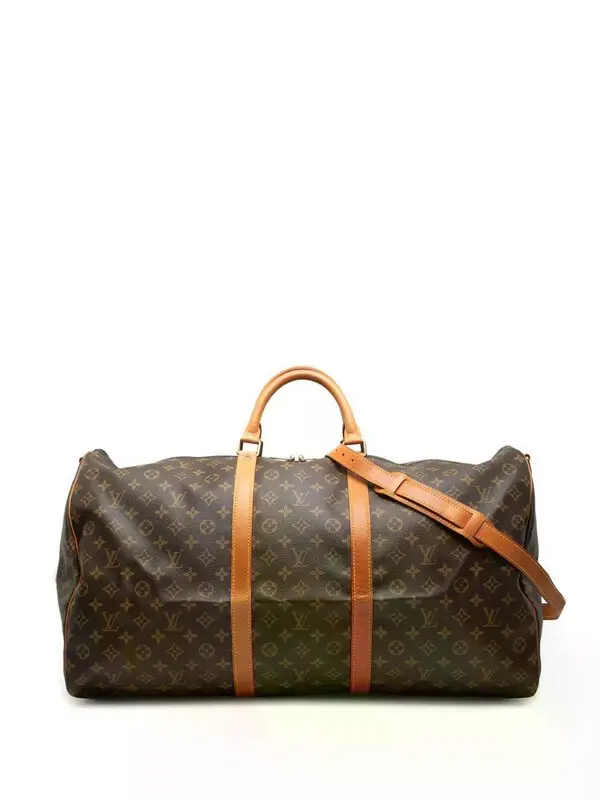 LOUIS VUITTON 1987 Monogram Keepall Bandouliere 60 Travel Bag - Brown