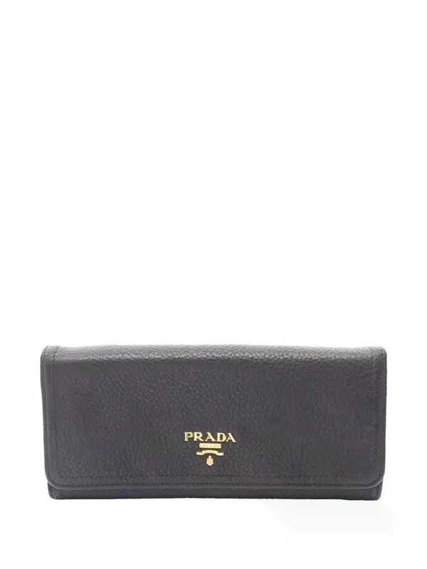 Prada 2010-2026 Vitello Daino Wallet Long Wallets - Black