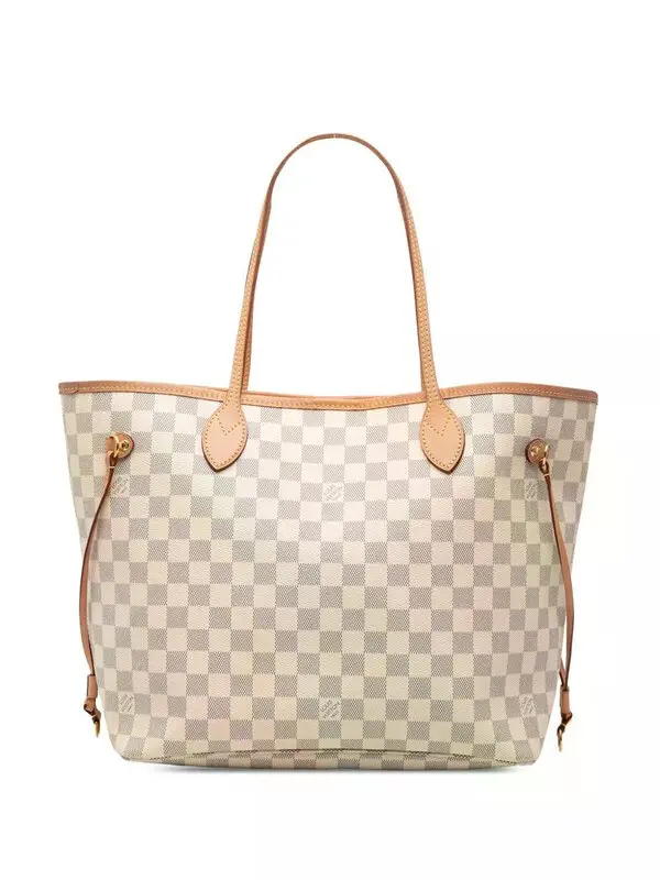 LOUIS VUITTON Damier Azur Neverfull Mm Tote Bag - White