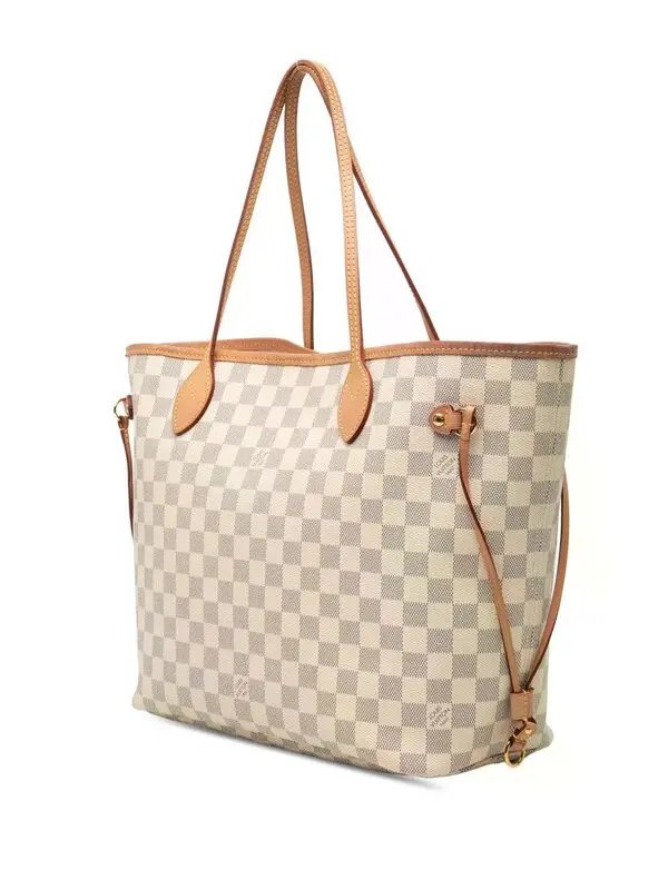 LOUIS VUITTON Damier Azur Neverfull Mm Tote Bag - White
